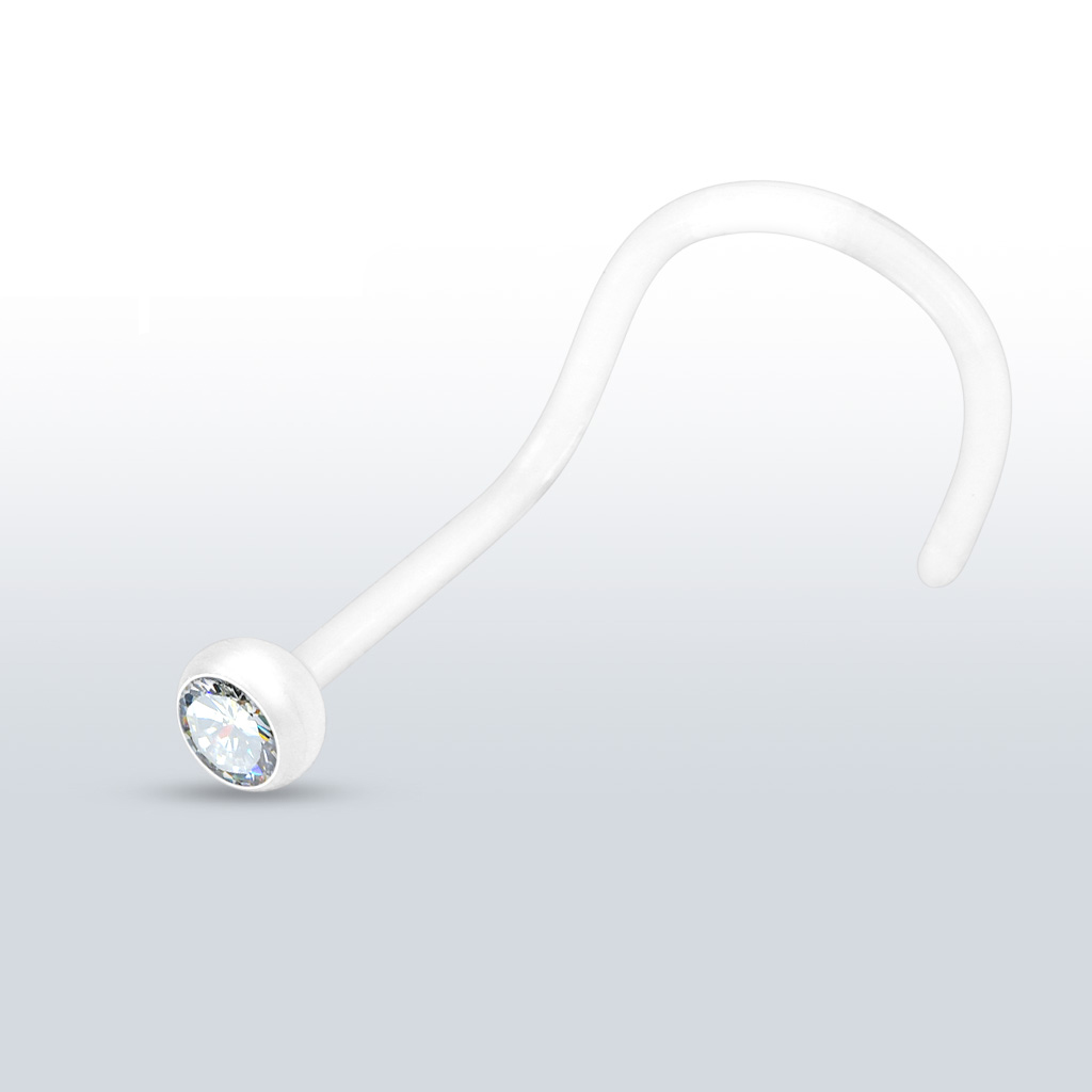 Puha és rugalmas orr piercing PTFE-ből, választható színű kövekkel